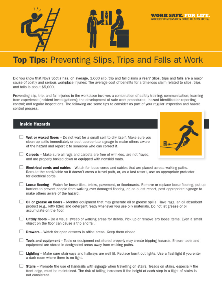 Comms-Publications-Slips and Falls fact sheet 2020 | PDF | Stairs | Flooring