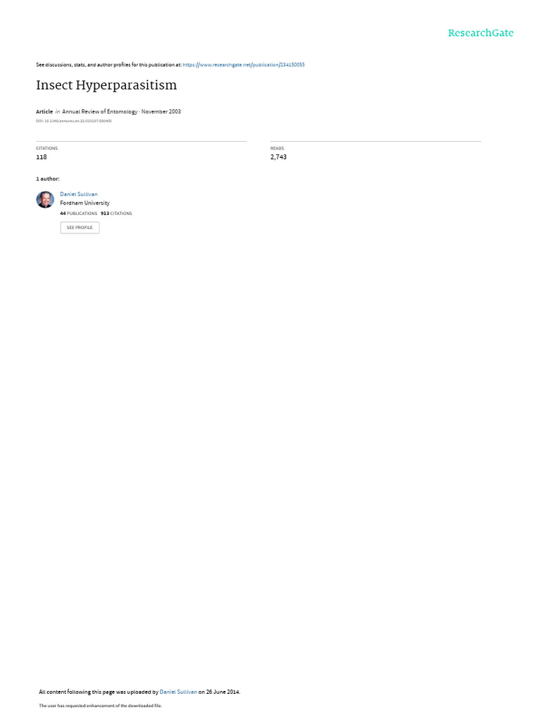 Insect Hyperparasitism | PDF | Hymenoptera | Parasitism