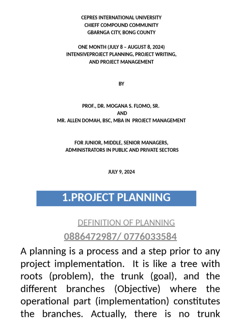 Cepres Vacation School - Project Management For Beginners-1 | PDF ...
