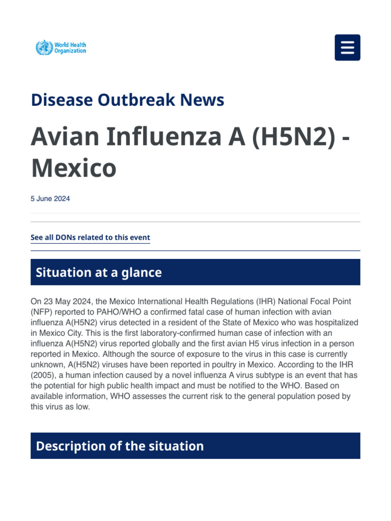 Human Infection Caused by Avian Influenza A (H5N2) - Mexico | PDF ...