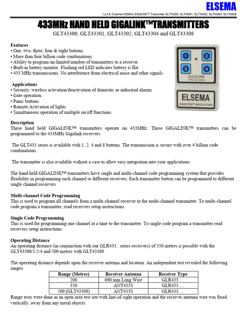 GLT43300 Transmitters | PDF | Transmitter | Antenna (Radio)