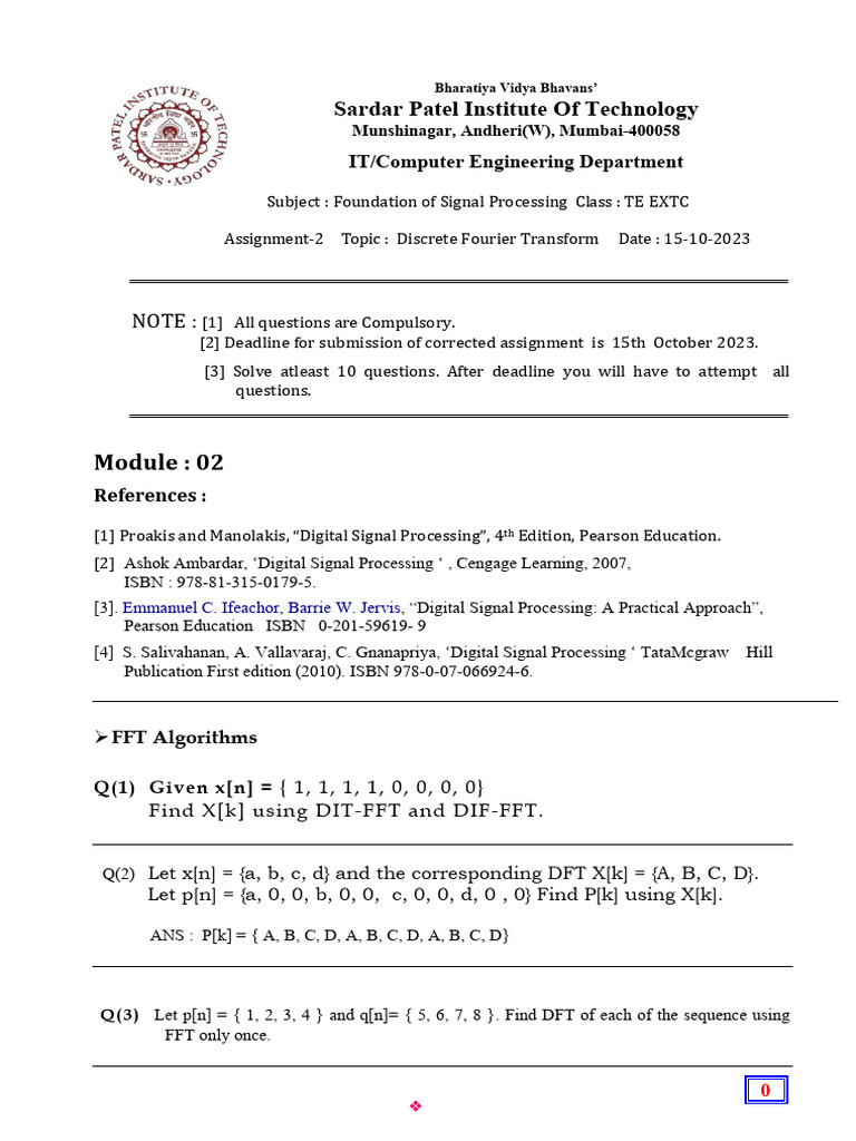 Assignment-2B FFT | PDF | Fast Fourier Transform | Discrete Fourier Transform