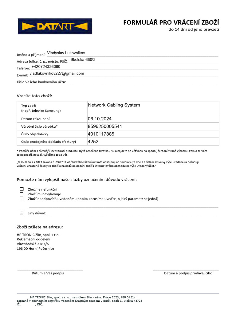 DATART_CZ_Formular_pro_vraceni_zbozi | PDF