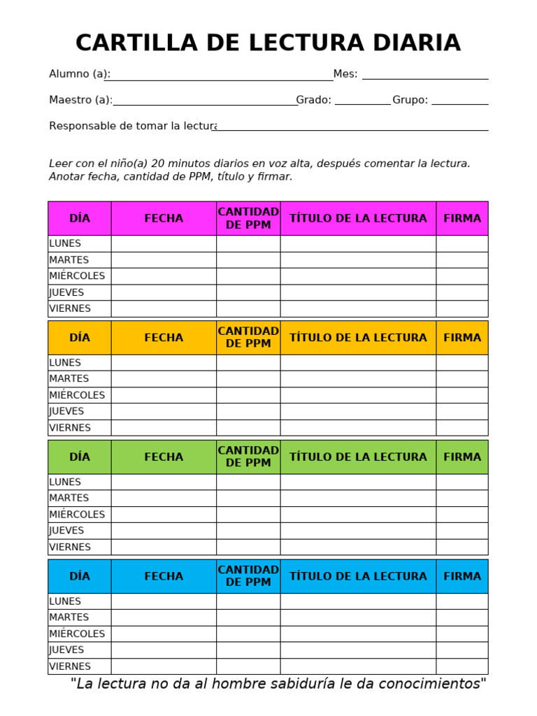 Cartilla de Lectura Diaria | PDF