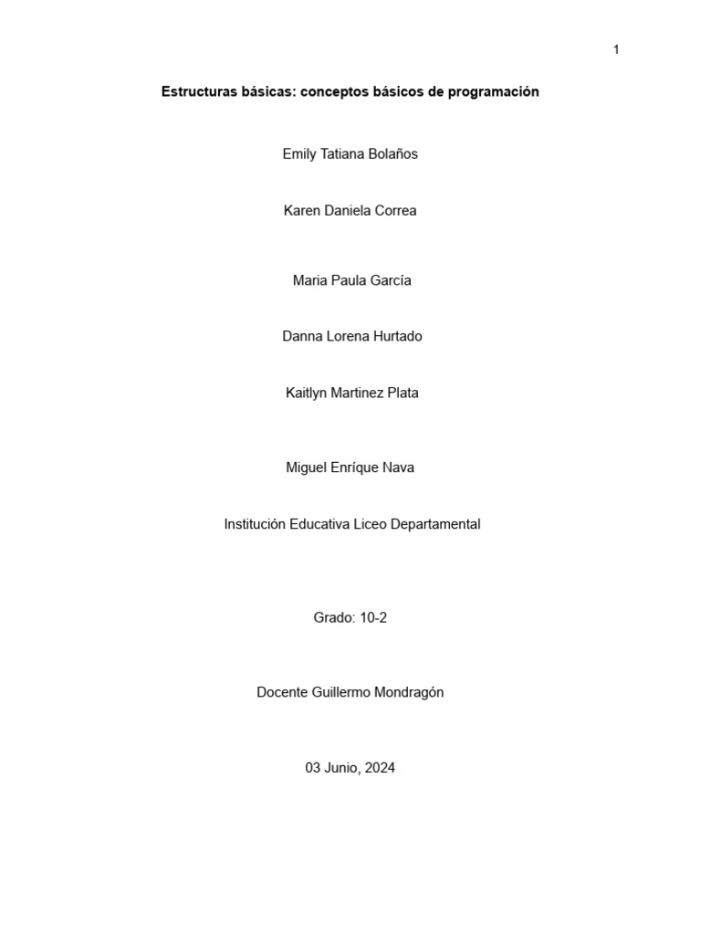 Conceptos Básicos de Programación (1) | PDF | Programación de computadoras | Variable (informática)