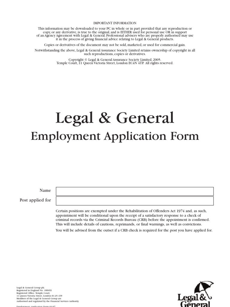 L&G Employment Application Form March 2007 | PDF | Race And Ethnicity ...
