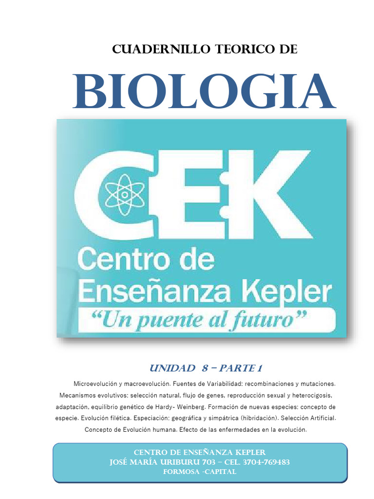 CEK BIOLOGIA Unidad 8 Parte 1 | PDF | Evolución | Seleccion natural