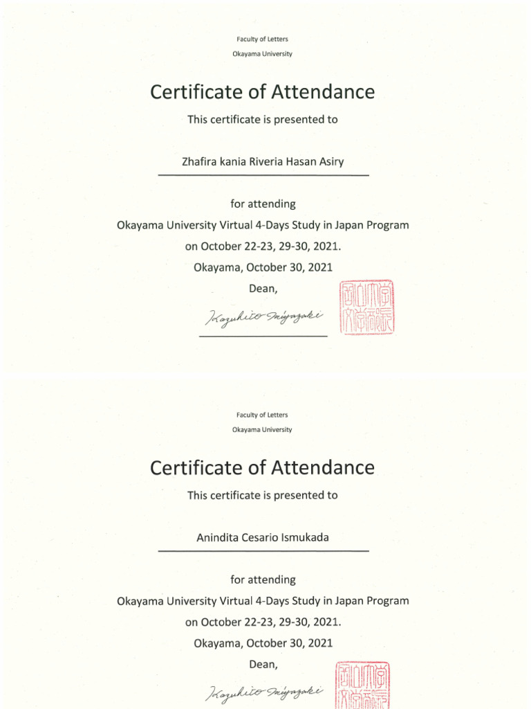 Sertifikat Webminar Okayama | PDF