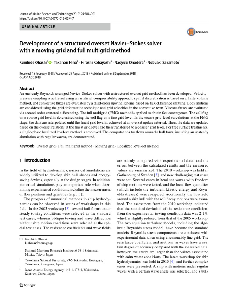 Development of A Structured Overset Navier-Stokes Solver With A Moving Grid and Full Multigrid ...