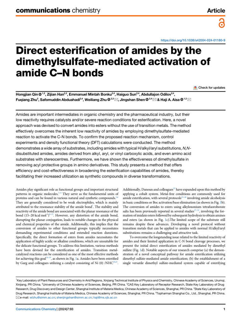 Direct esterification of amides | PDF | Ester | Amide