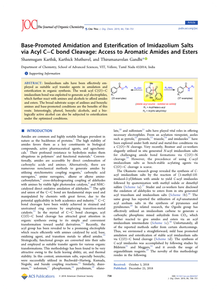 Organic Synthesis with Imidazolium Salts | PDF | Ester | Amine