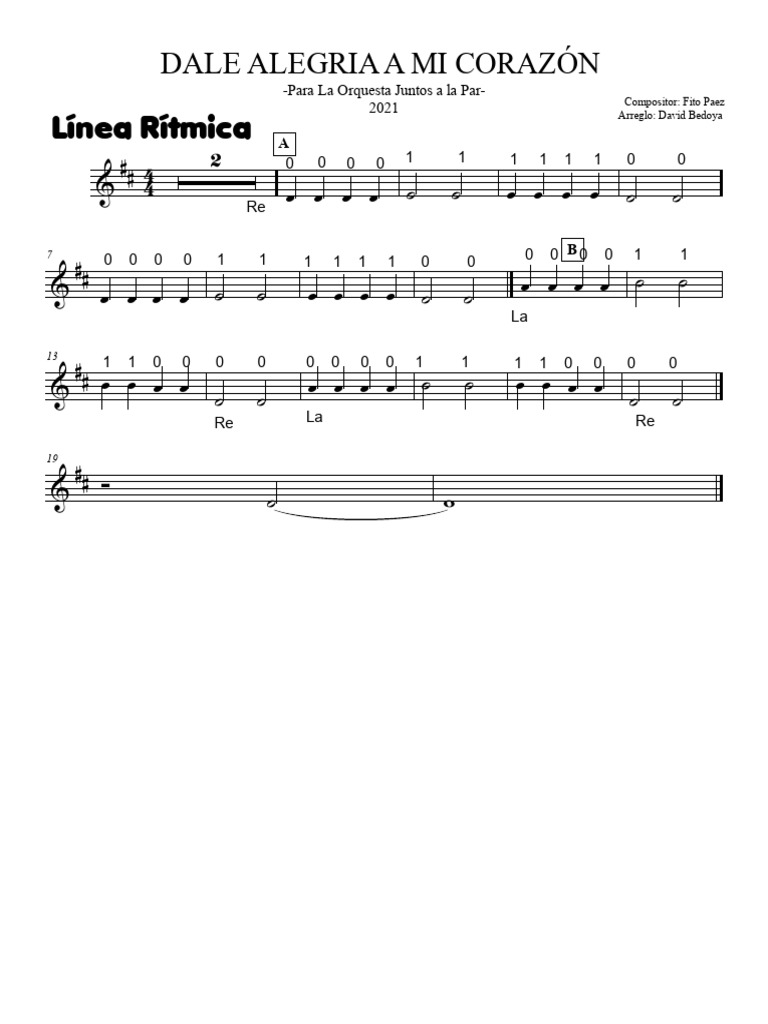 Y Dale Alegria Línea Rítmica | PDF