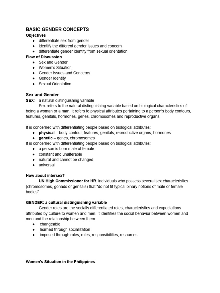 Basic Gender Concepts (Class Discussion) | PDF | Intersectionality | Gender