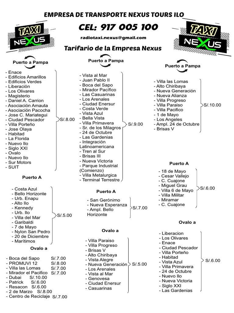 Tarifario Nexus | PDF