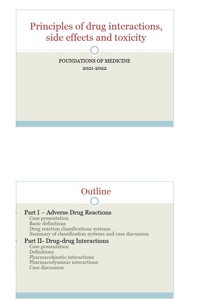 Principles of Drug Interactions, Side Effects and Toxicity | PDF ...