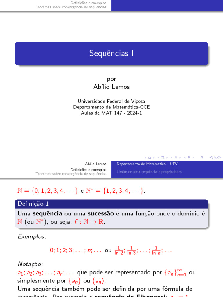 Sequências I | PDF | Sequência | Limite (Matemática)
