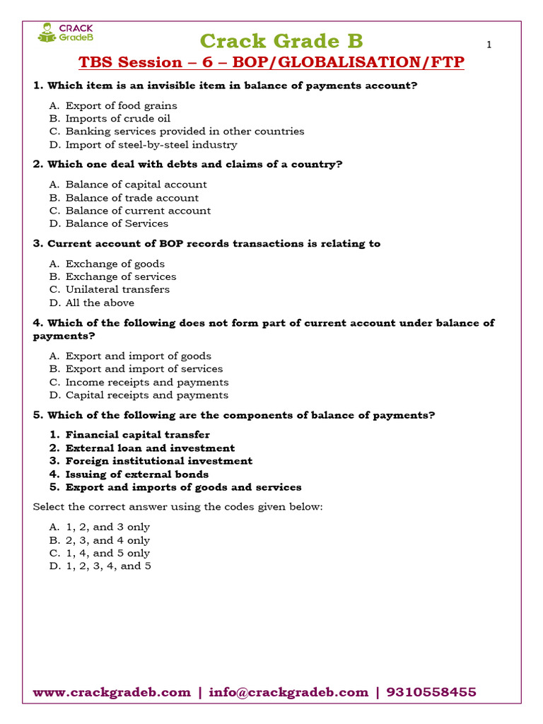 TBS Session 6 BOP and FTP Lyst1716116322980 | PDF | Balance Of Payments | Capital Account