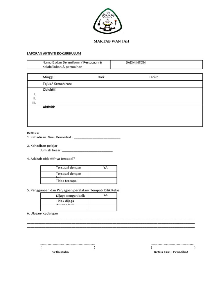 LAPORAN AKTIVITI KOKURIKULUM 2023 | PDF
