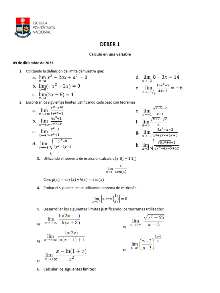 DEBER 1 09 Diciembre 2021 | PDF | Matemáticas