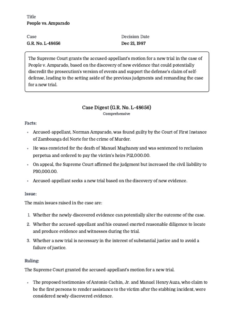 People vs. Amparado | PDF | Judgment (Law) | Discovery (Law)