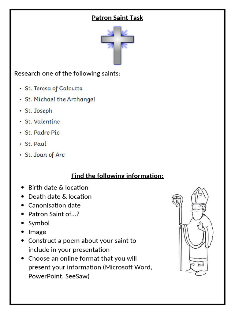 Saints Presentation Task | PDF