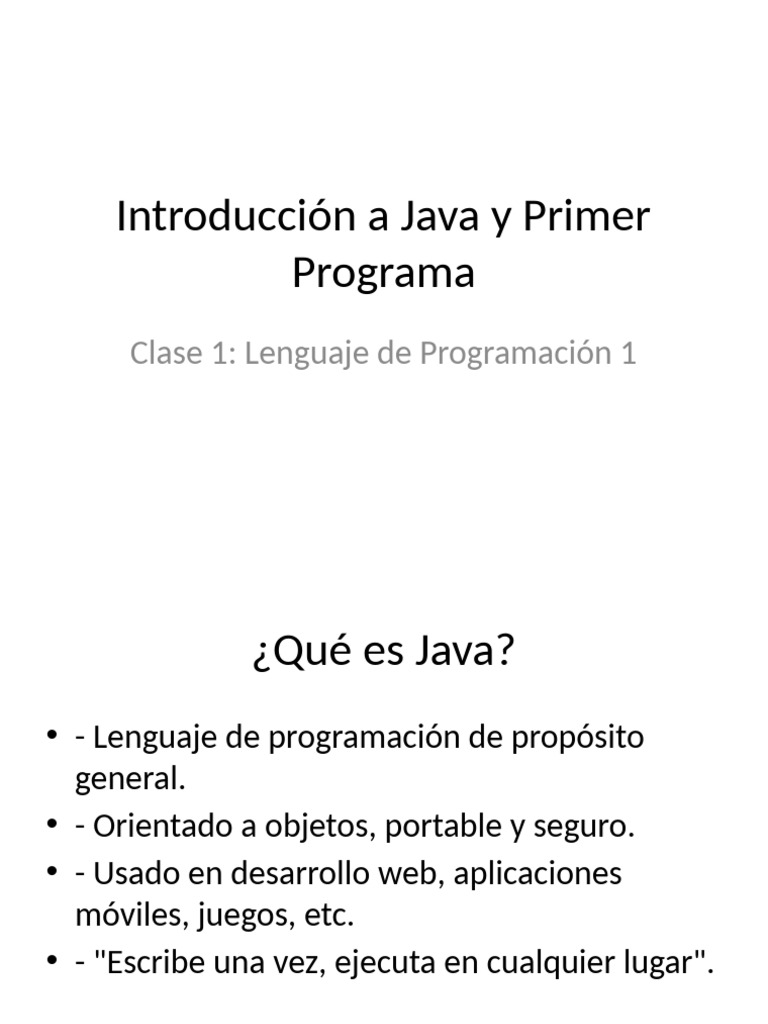 Clase 1 Introduccion A Java | PDF