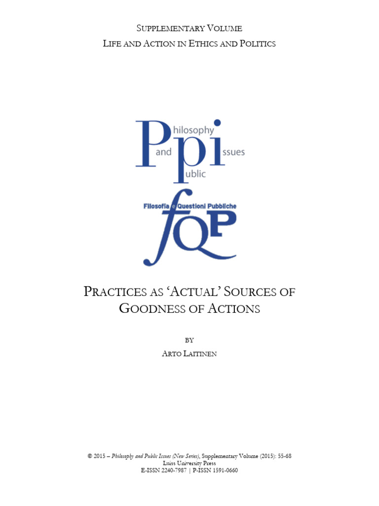 Practices as Sources of Action Goodness | PDF