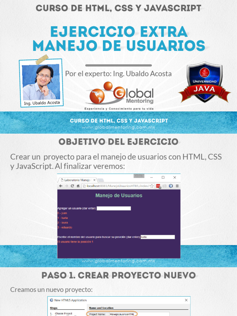 CHTML B Ejercicio ManejoUsuarios | PDF | Desarrollo web | Programación ...