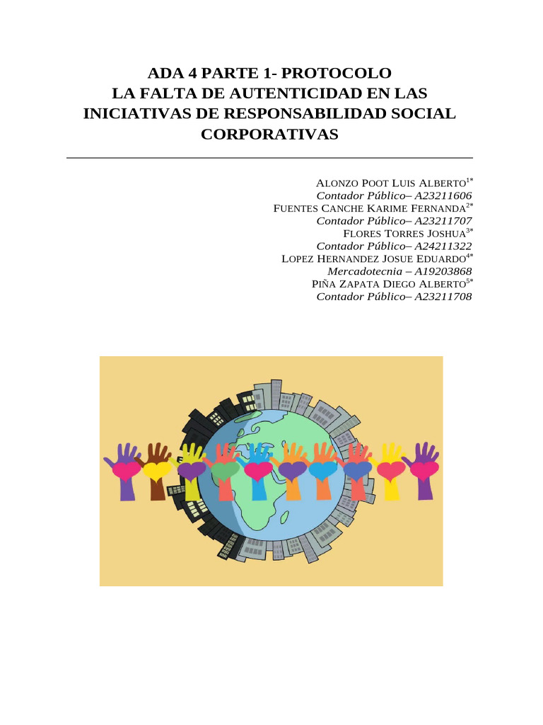 ADA4 Equipo3 Protocolo | PDF | Responsabilidad social corporativa | Business