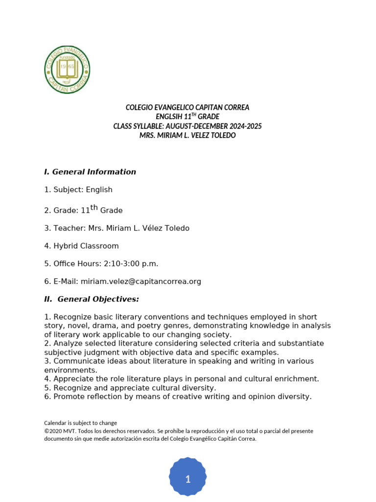 11th Grade Syllabus 2024-2025 | PDF | Word | Tablet Computer