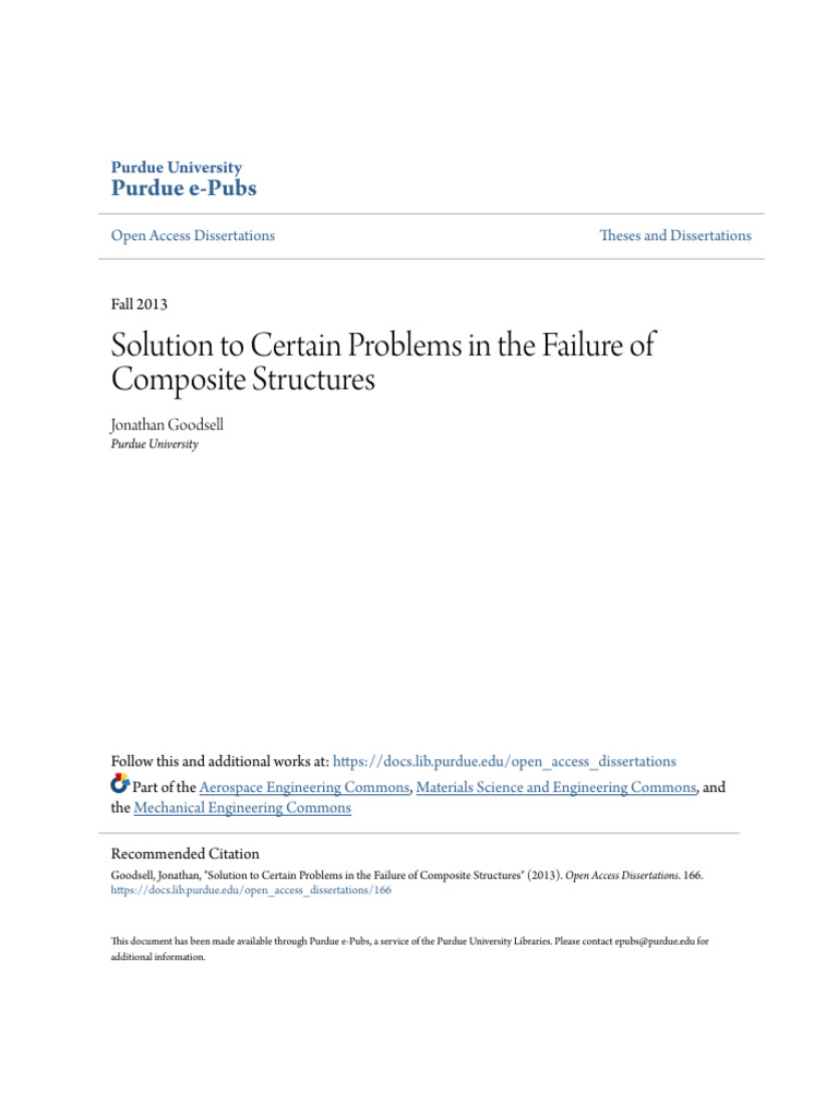 Solution To Certain Problems in The Failure of Composite Structur | PDF | Fracture | Thesis
