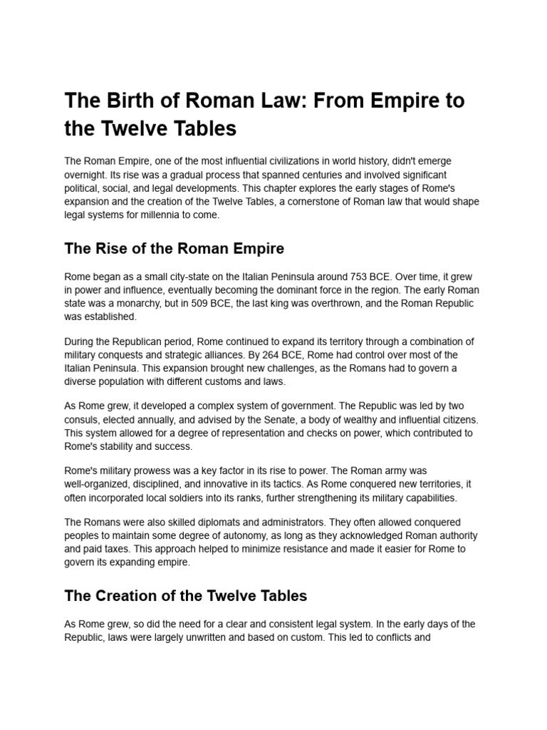 The Birth of Roman Law From Empire To The Twelve Tables | PDF | Roman ...