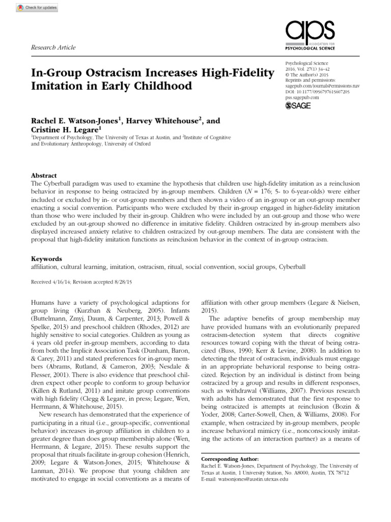 Children's In-Group Imitation Study | PDF | Imitation | Anxiety