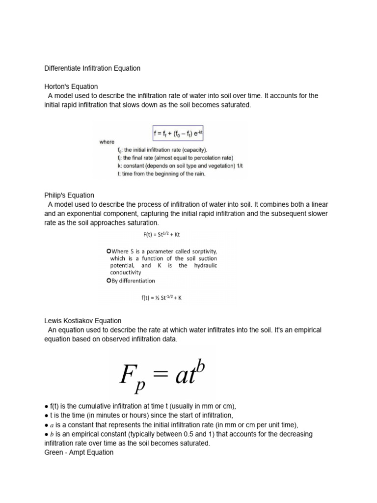 Infiltration Equation | PDF