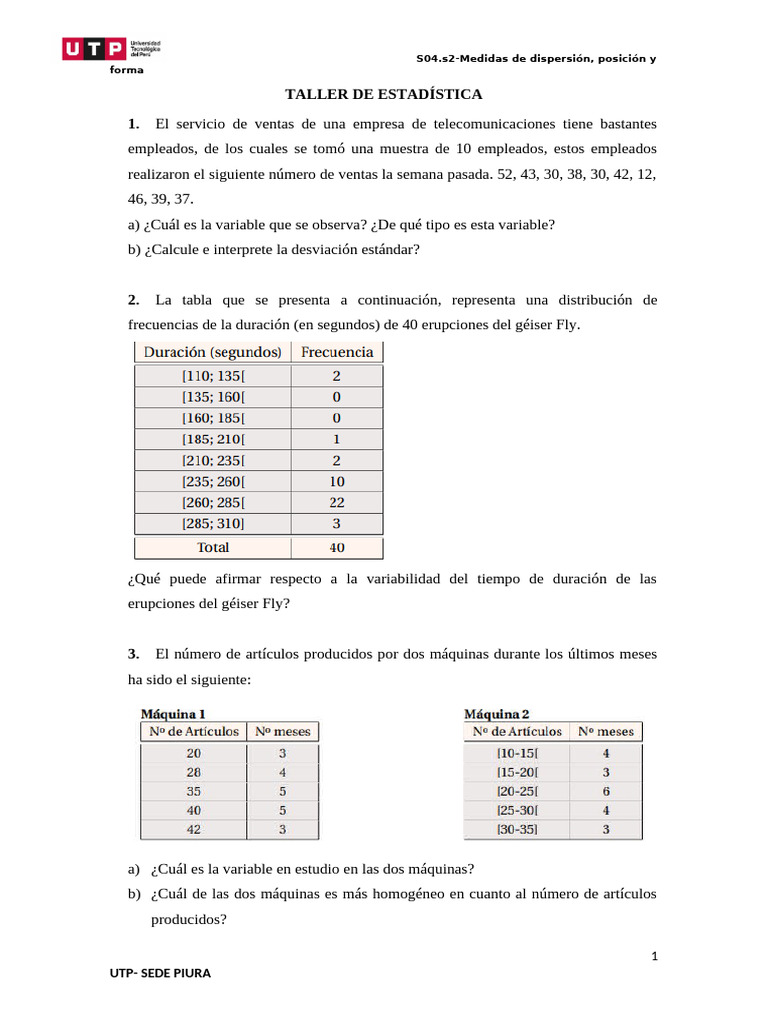 S04 - s2 - TALLER MEDIDAS DE DISPERSIÓN FORMA | PDF