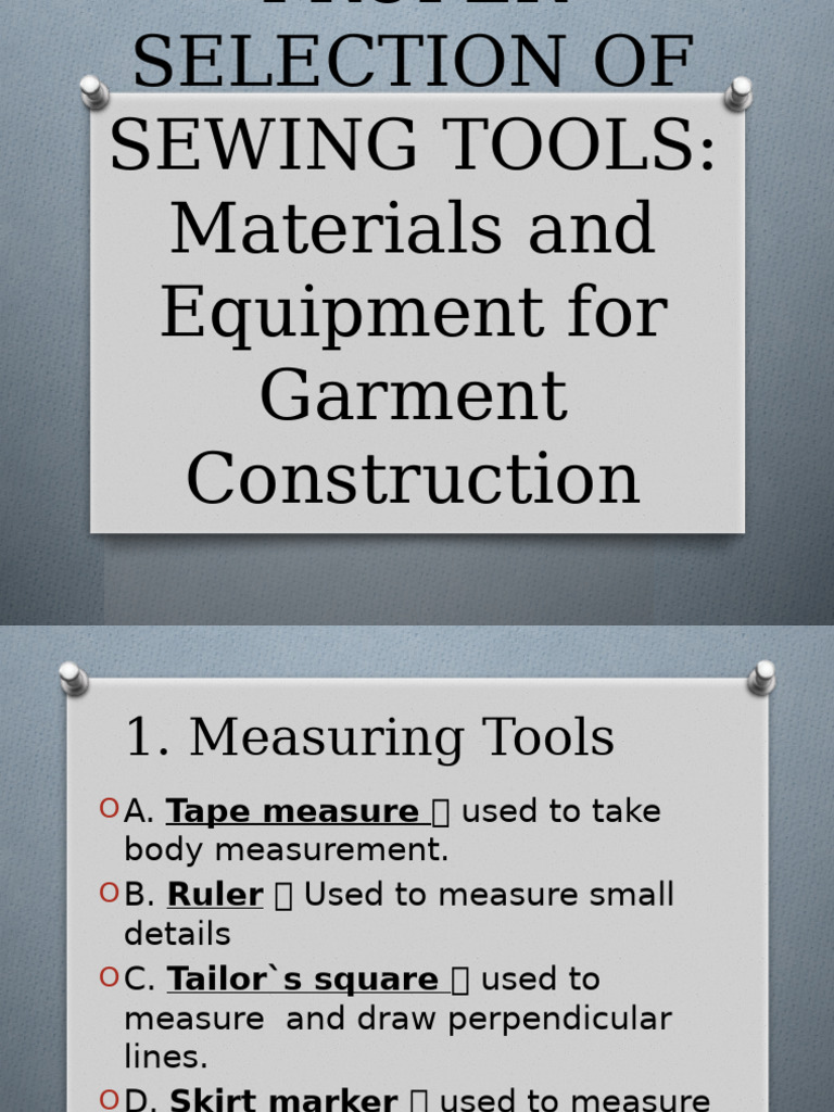 3 Proper Selection of Sewing Tools | PDF