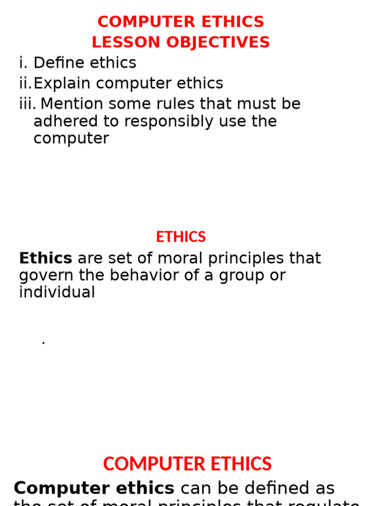 Computer Ethics Jss2 | PDF | Computer Virus | Internet