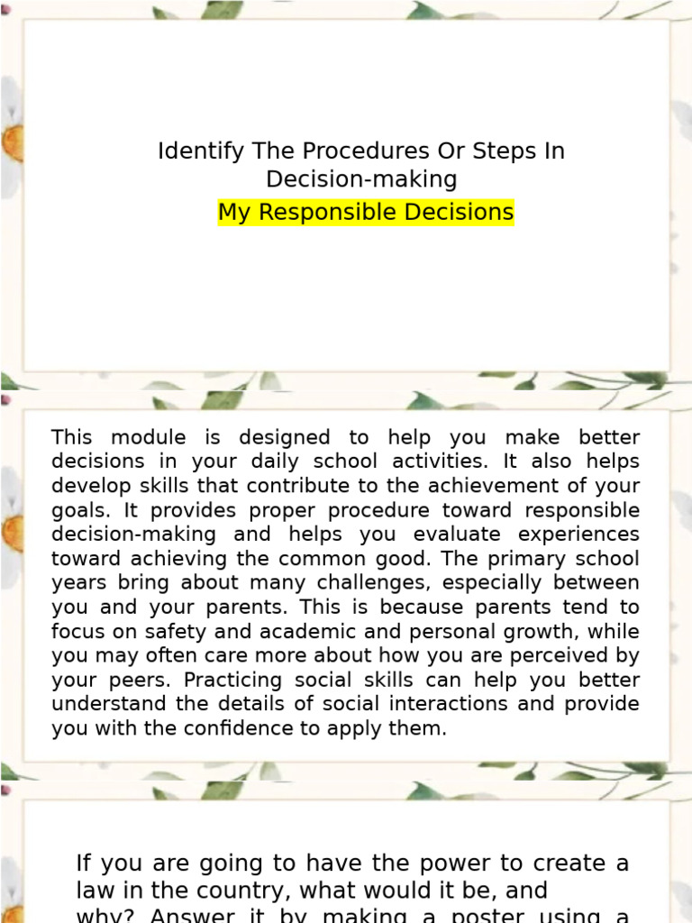 Responsible Decision-Making Guide | PDF