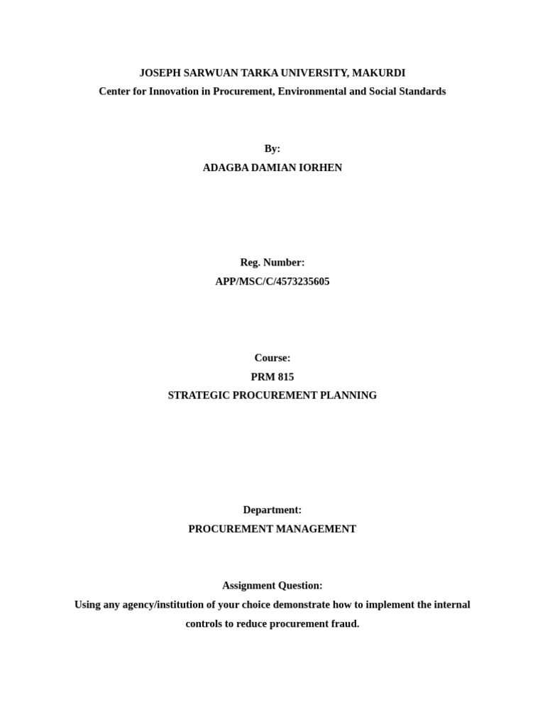 University Procurement Fraud Controls | PDF | Internal Control | Audit