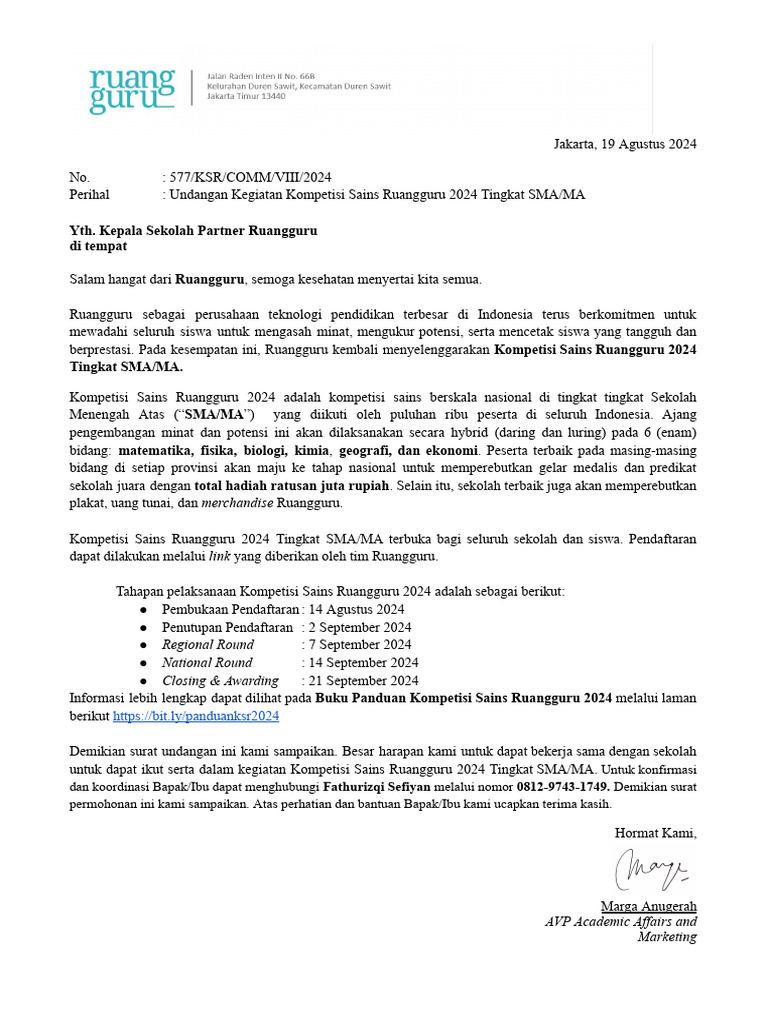 Surat KSR SMA 2024 | PDF