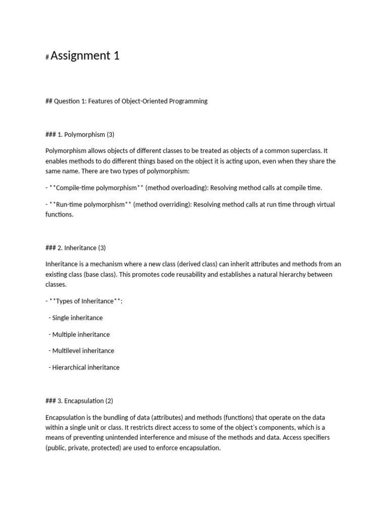Assignment 1~ 4 Pdf Inheritance Object Oriented Programming Class Computer Programming