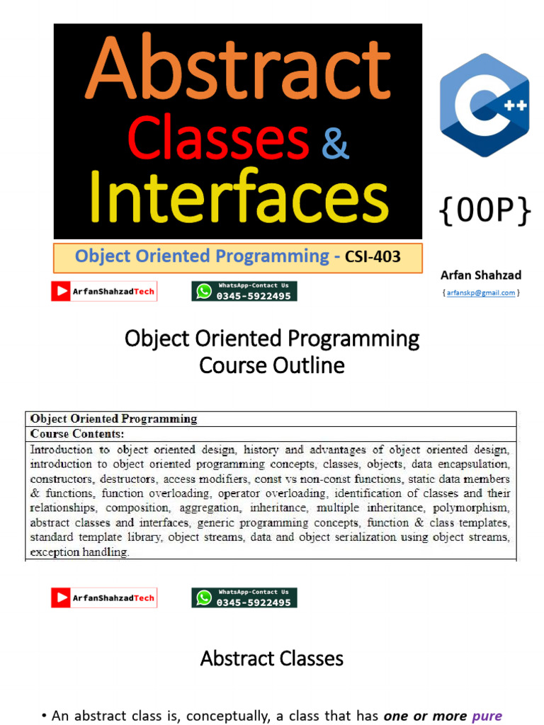 OOP-12 - Abstract Classes and Interfaces | PDF | Class (Computer Programming) | Method (Computer ...