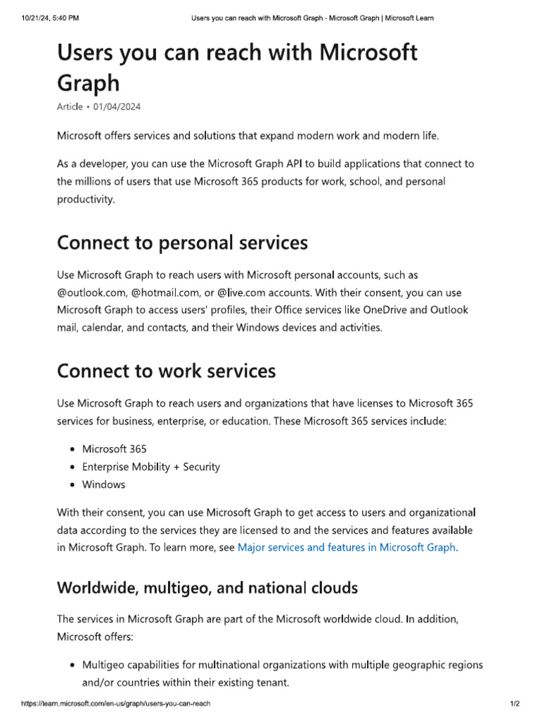 Users You Can Reach With Microsoft Graph | PDF
