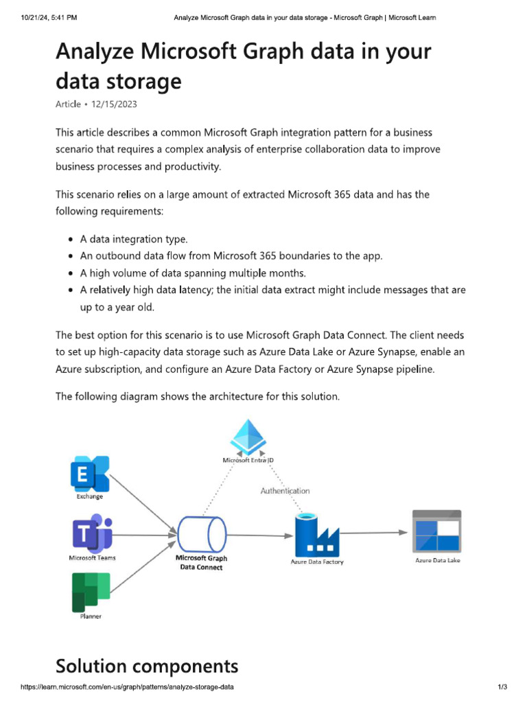 Analyze Microsoft Graph Data in Your Data Storage | PDF