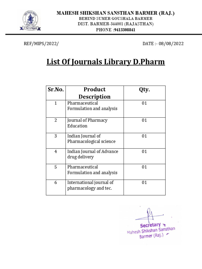 List of Journals | PDF
