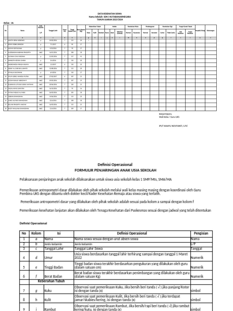 Blangko Penjaringan Kes BIAS 23 | PDF