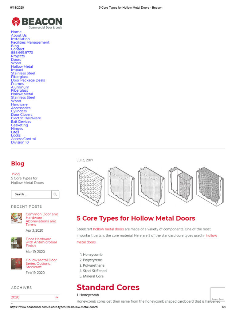 5 Core Types For Hollow Metal Doors - Beacon | PDF | Door | Metals