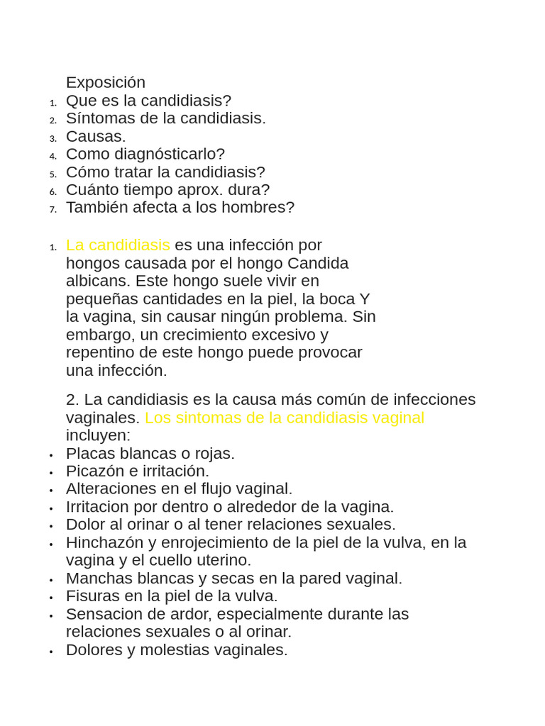 La Candidiasis | PDF | Candidiasis | Vagina