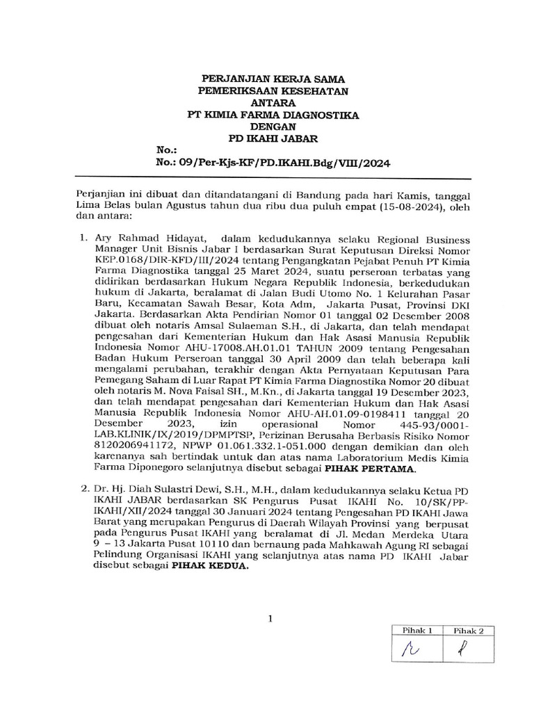 Perjanjian Kerja Sama 206-10-2024-104451 | PDF