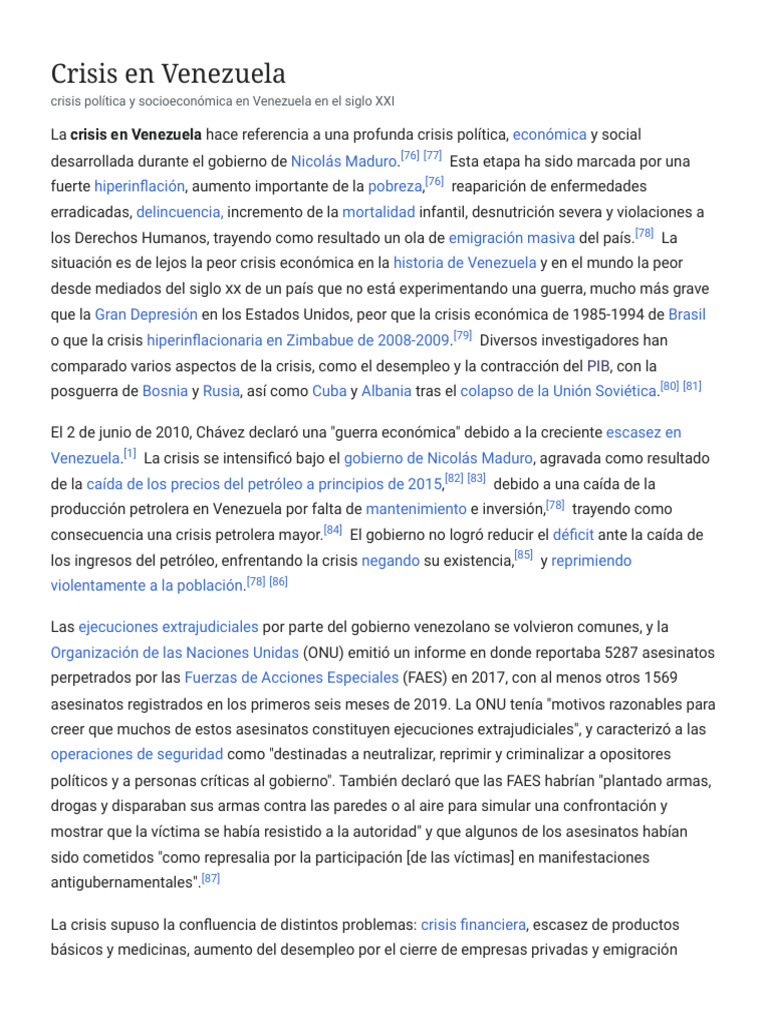Crisis en Venezuela - Wikipedia, La Enciclopedia Libre | PDF ...